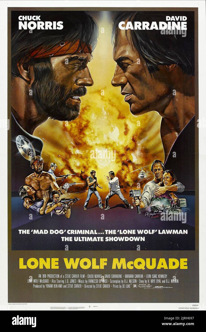CHUCK NORRIS, DAVID CARRADINE POSTER, LONE WOLF MCQUADE, 1983 Stock ...
