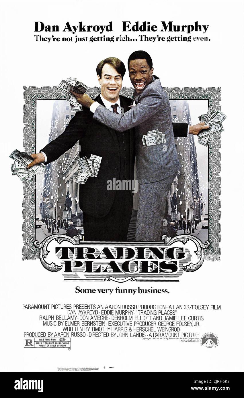 DAN AYKROYD, EDDIE MURPHY MOVIE POSTER, TRADING PLACES, 1983 Stock ...