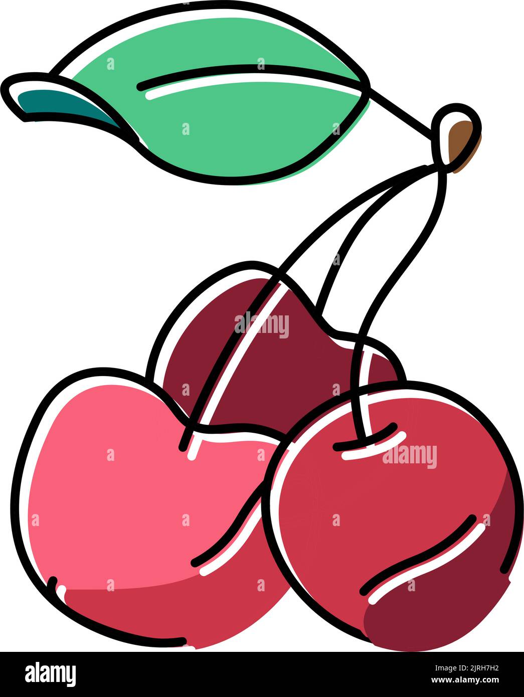 three cherries color icon vector illustration Stock Vector Image & Art ...