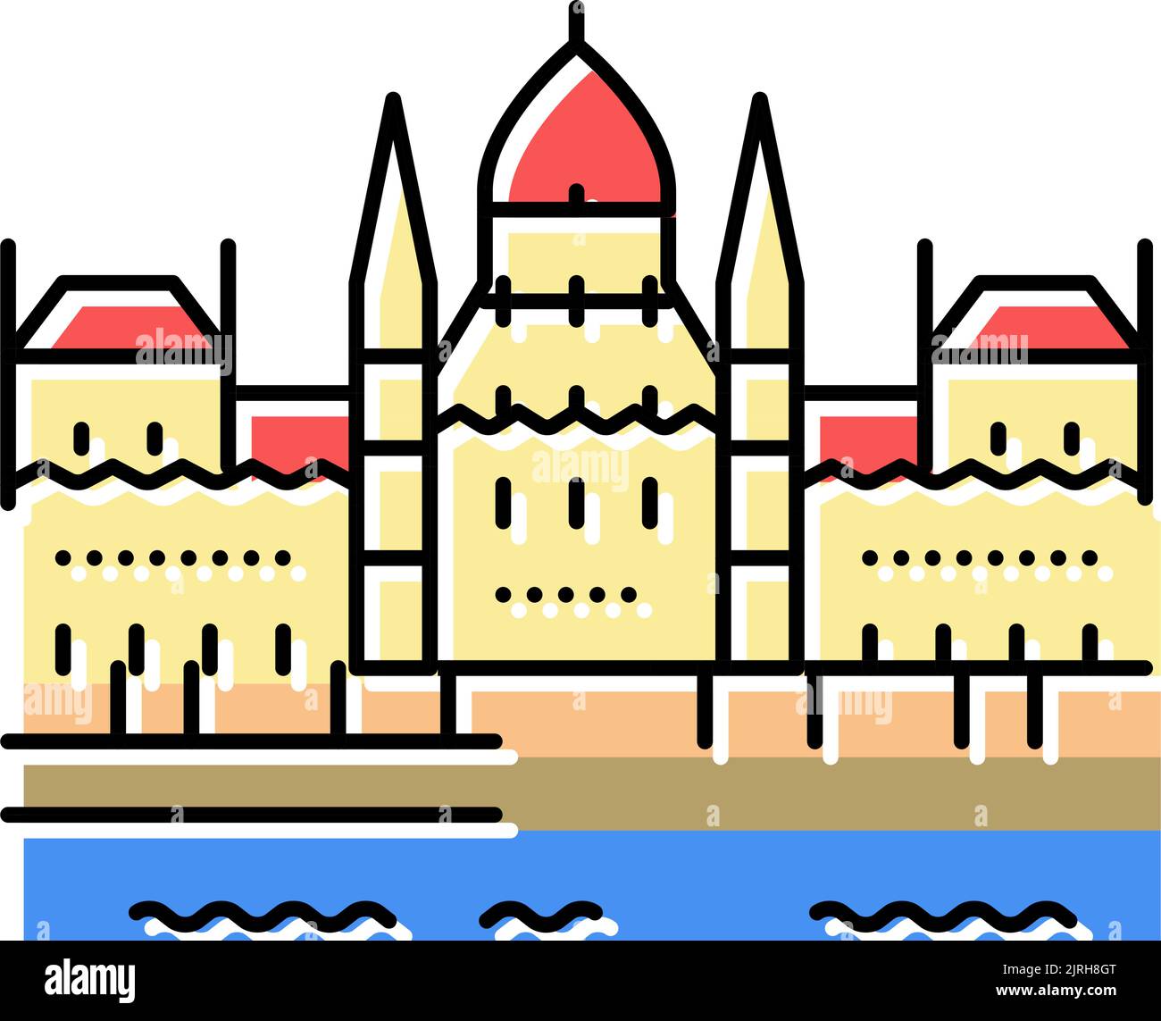 hungarian parliament building color icon vector illustration Stock ...