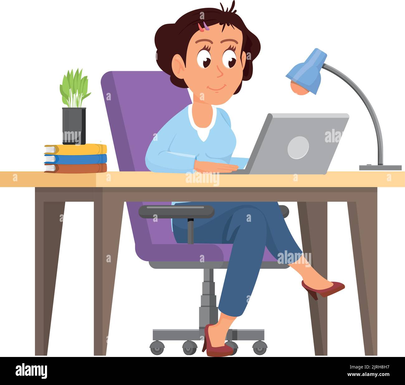 Woman At Desk Cartoon