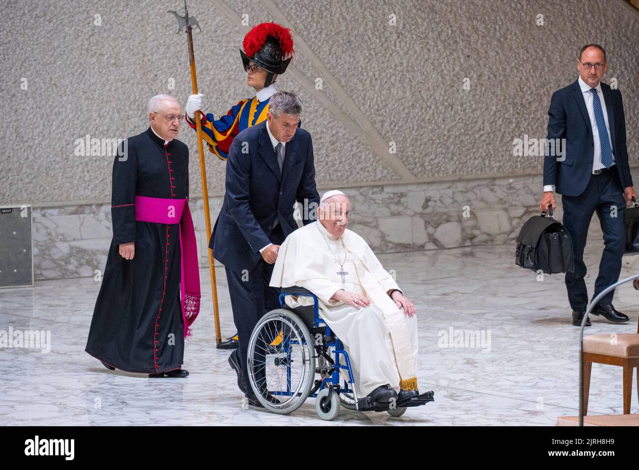 Pope Francis arrives at Paul VI Audience Hall for his Wednesday General ...