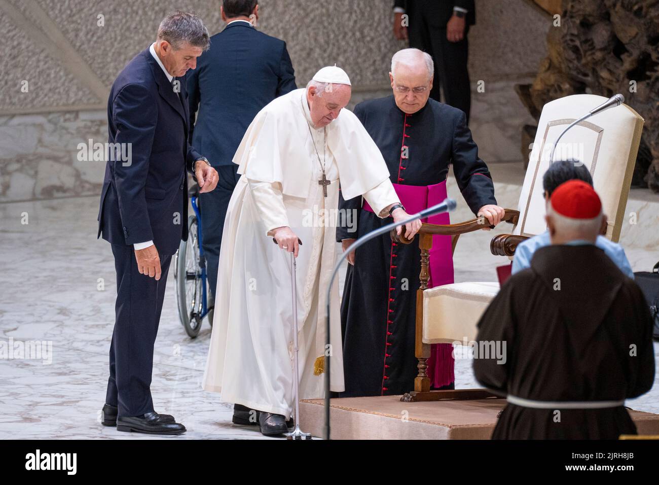 Pope Francis arrives at Paul VI Audience Hall for his Wednesday General ...