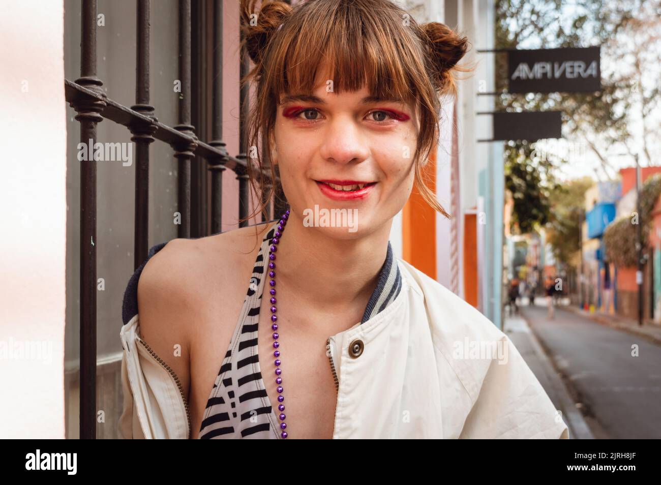 young latin caucasian transgender woman outdoors Stock Photo - Alamy