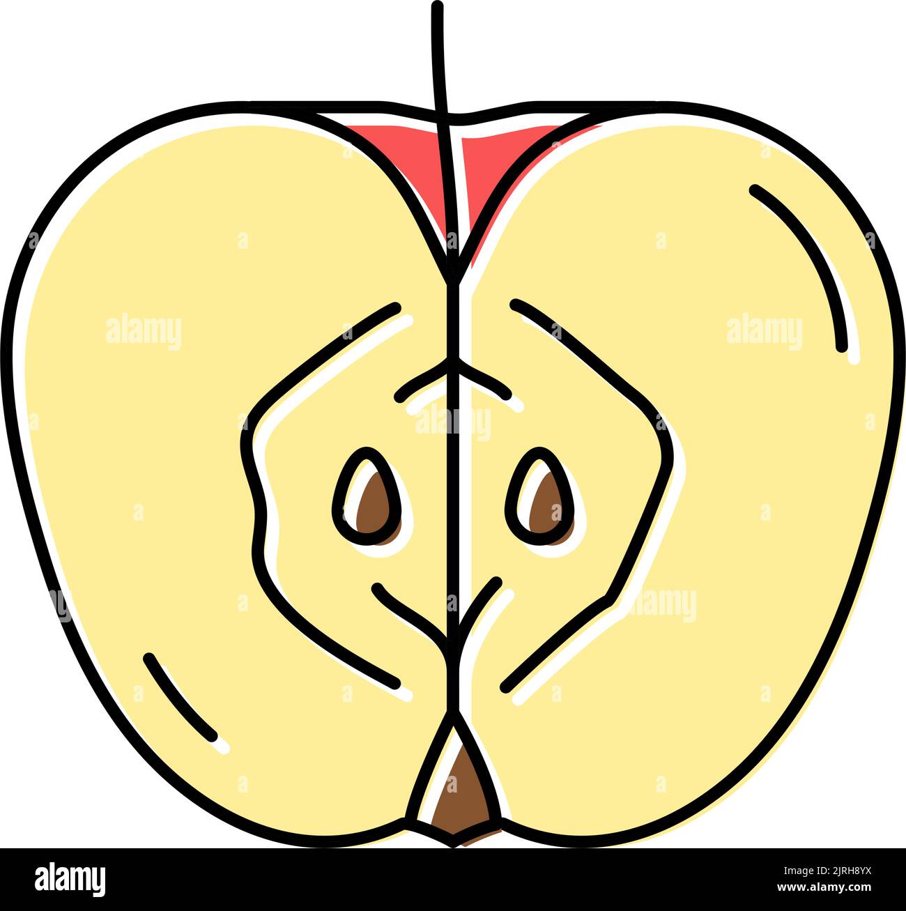 red cut apple fruit color icon vector illustration Stock Vector Image ...