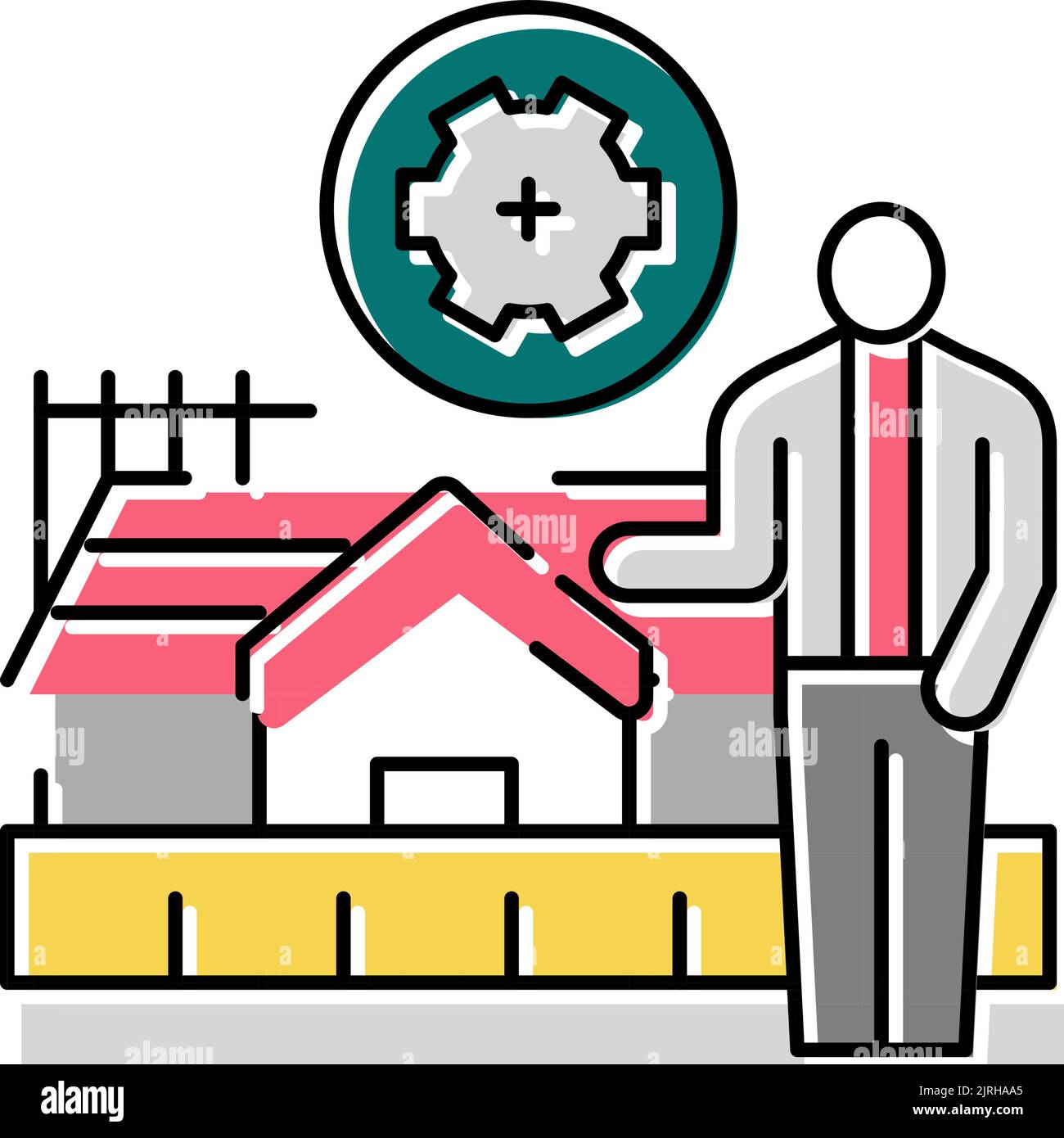 construction management interior design color icon vector illustration ...