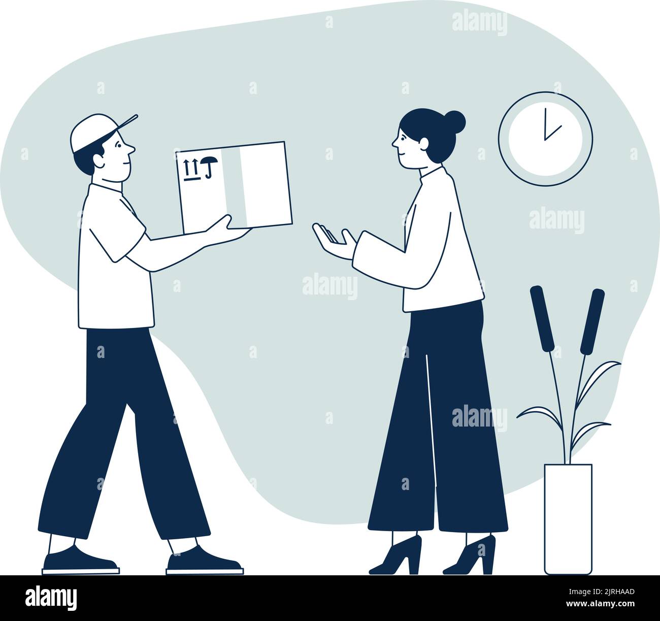 Fast delivery icon. Courier give shipping box to client Stock Vector ...