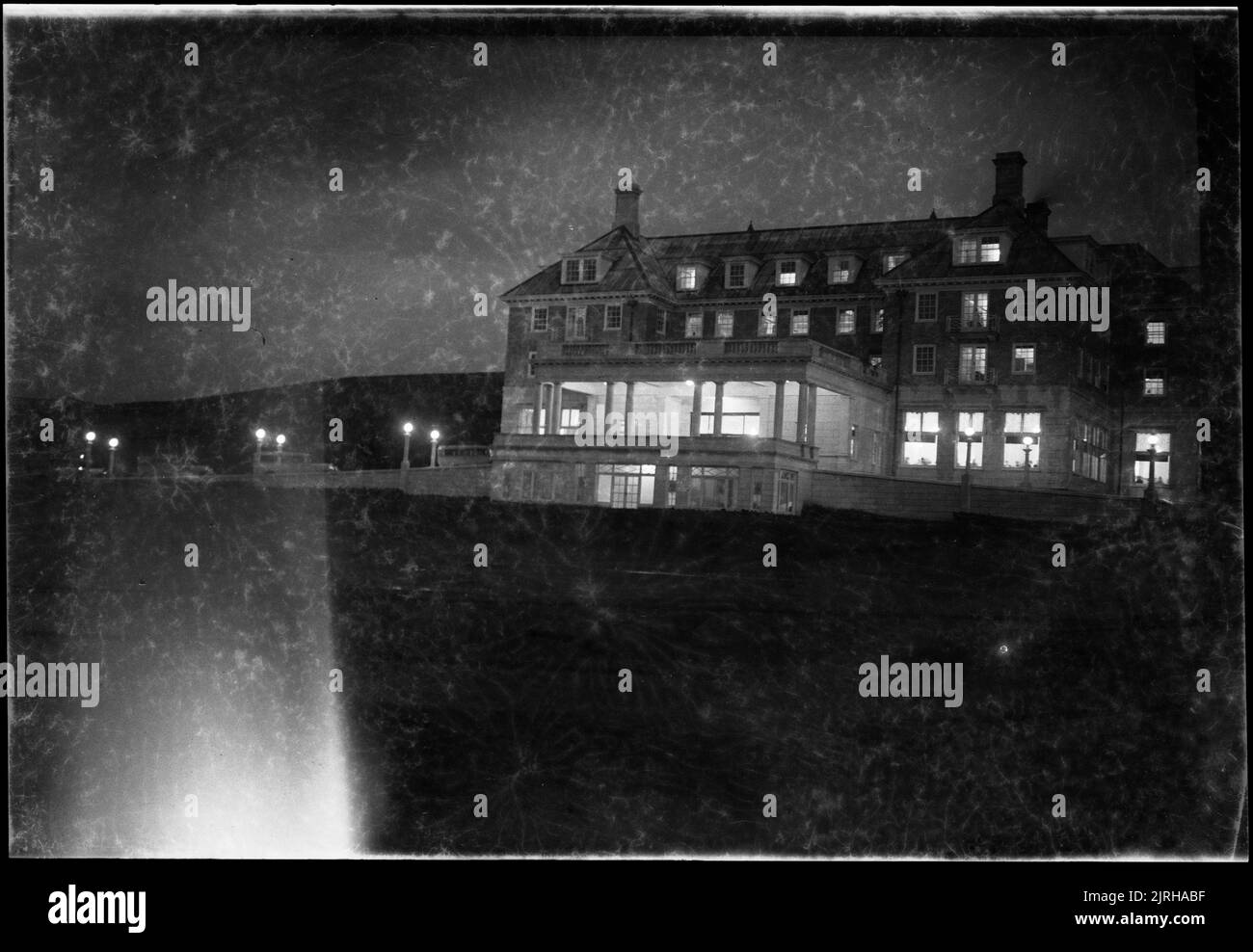 Chateau Tongariro, at night, 1920s-1930s, Tongariro National Park, by ...