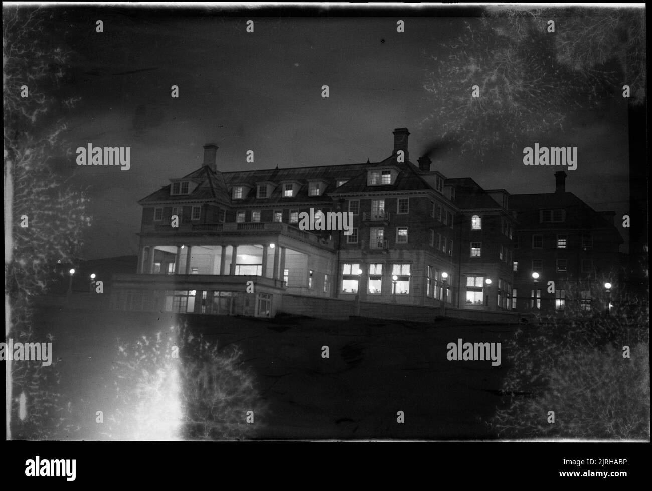 Chateau Tongariro, at night, 1920s-1930s, Tongariro National Park, by ...