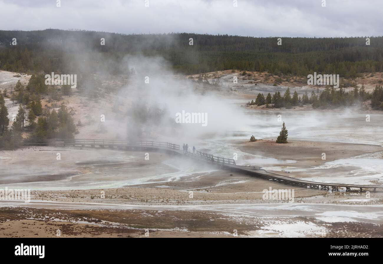 Hot spring Geyser with colorful water in American Landscape Stock Photo ...