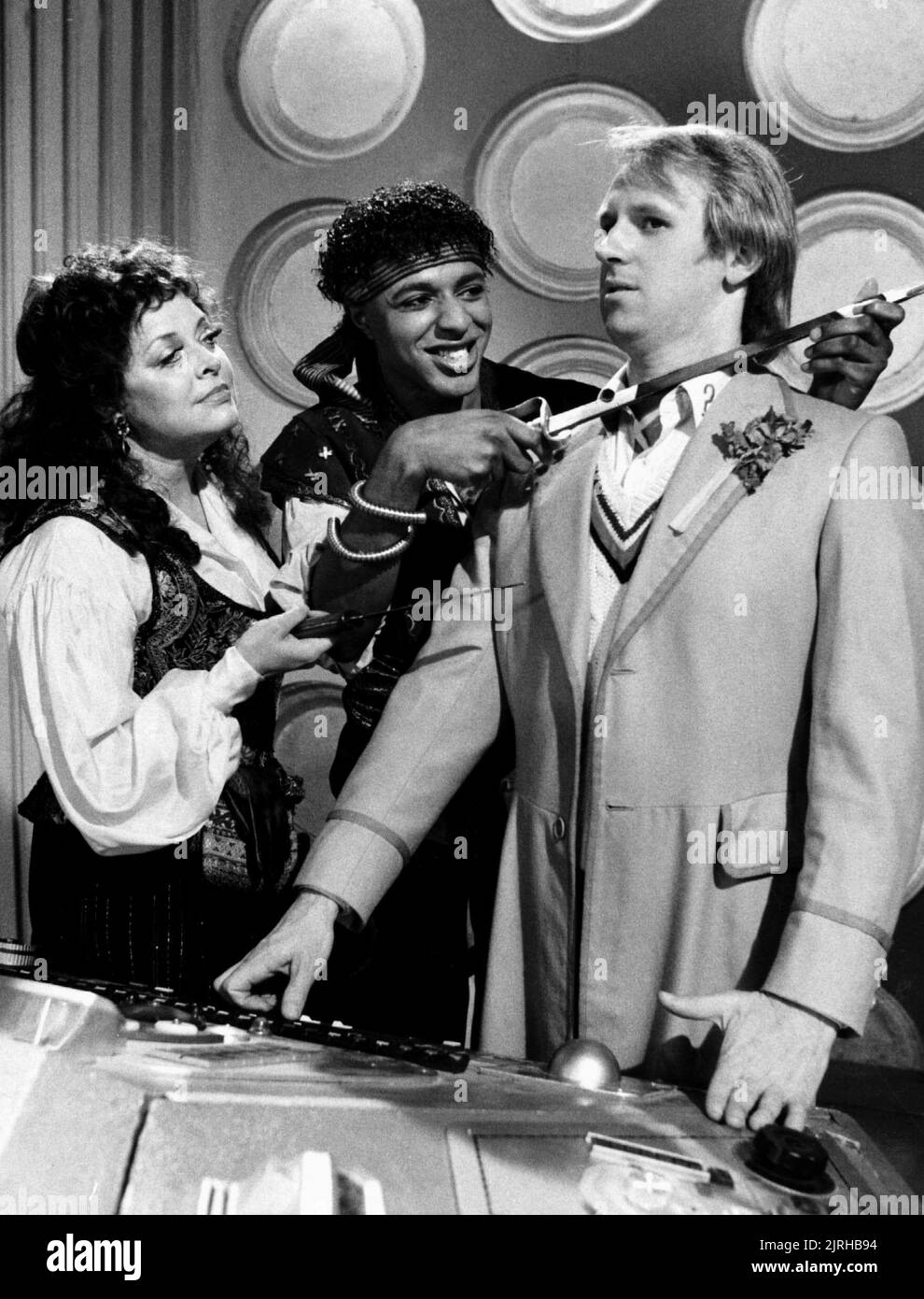 LYNDA BARON, LEEE JOHN, PETER DAVISION, DR WHO, 1983 Stock Photo - Alamy