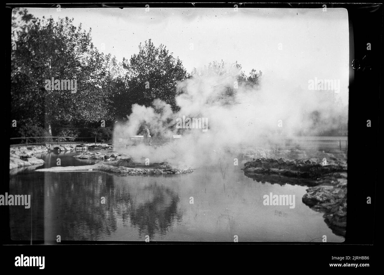 [Geothermal pool], 1920s-1930s, Rotorua, by Roland Searle Stock Photo ...