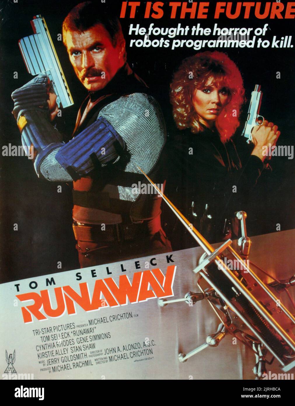 TOM SELLECK, CYNTHIA RHODES POSTER, RUNAWAY, 1984 Stock Photo - Alamy