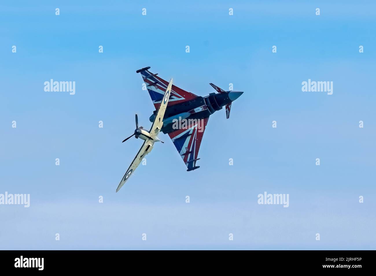 Eastbourne, East Sussex, UK. Featuring the RAF Typhoon in tandem with a ...