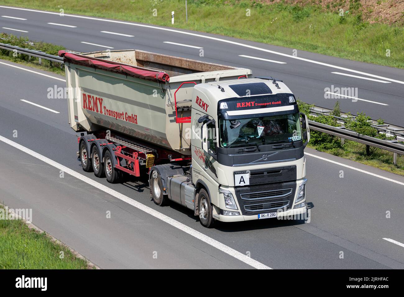 REMY Transport Vovo FH truck with tipper trailer on motorway Stock ...