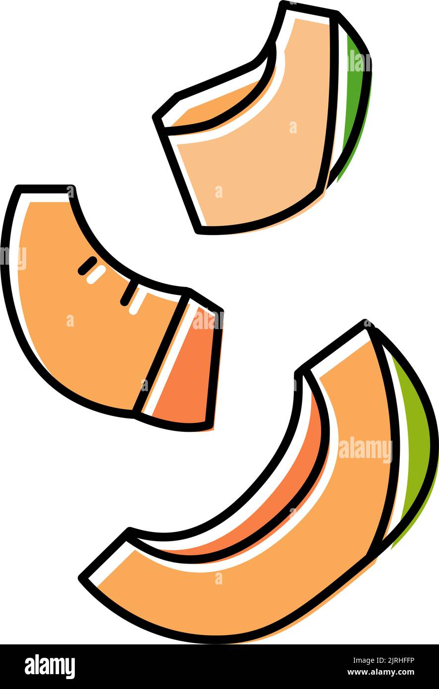 slice cut melon green cantaloupe color icon vector illustration Stock ...