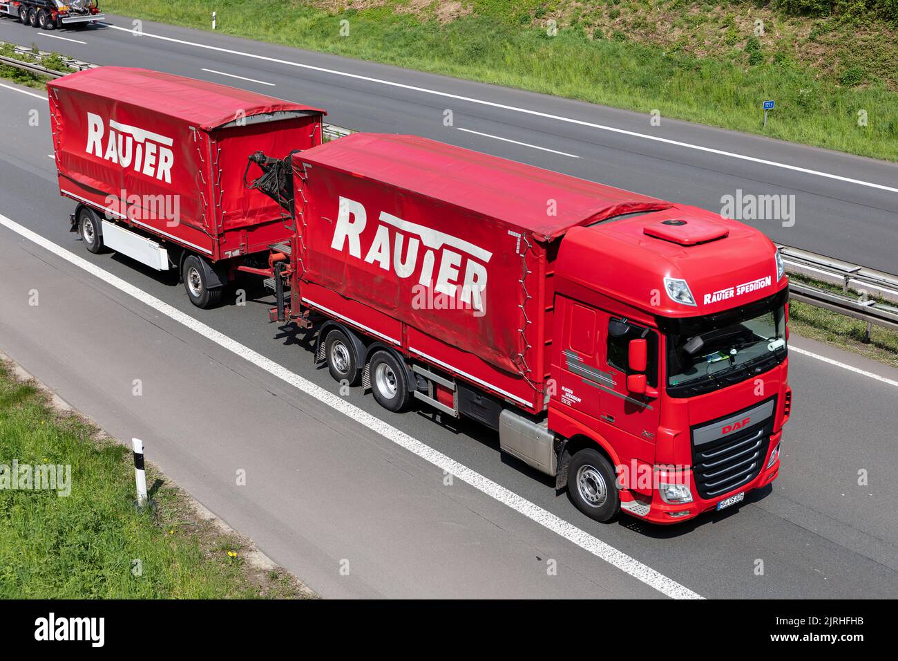 Rauter DAF XF combination truck on motorway Stock Photo - Alamy