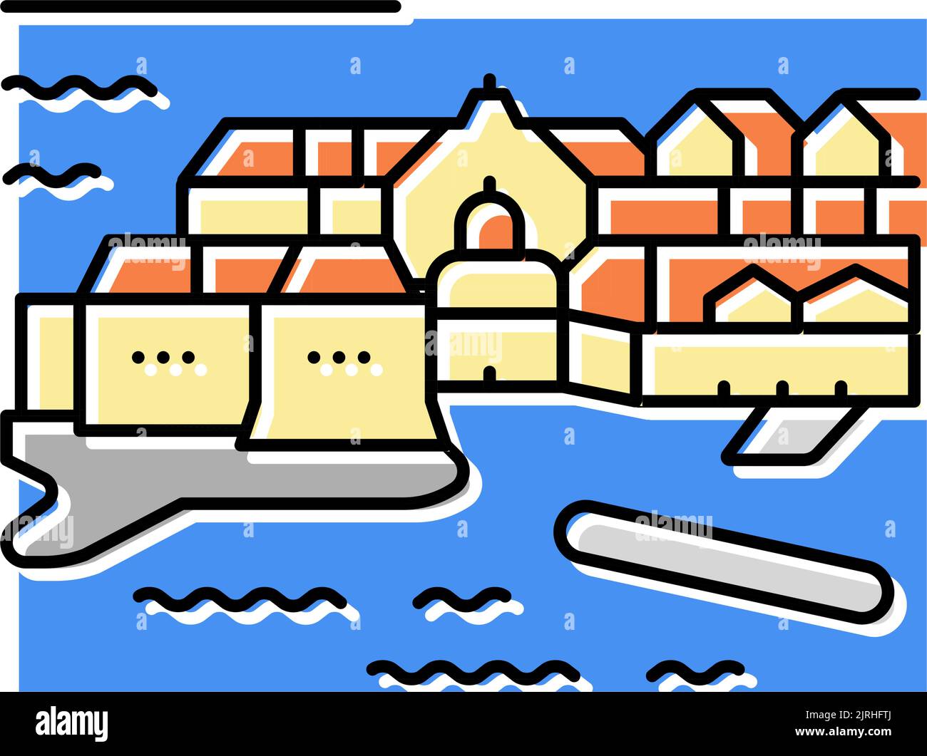dubrovnik old town color icon vector illustration Stock Vector Image ...