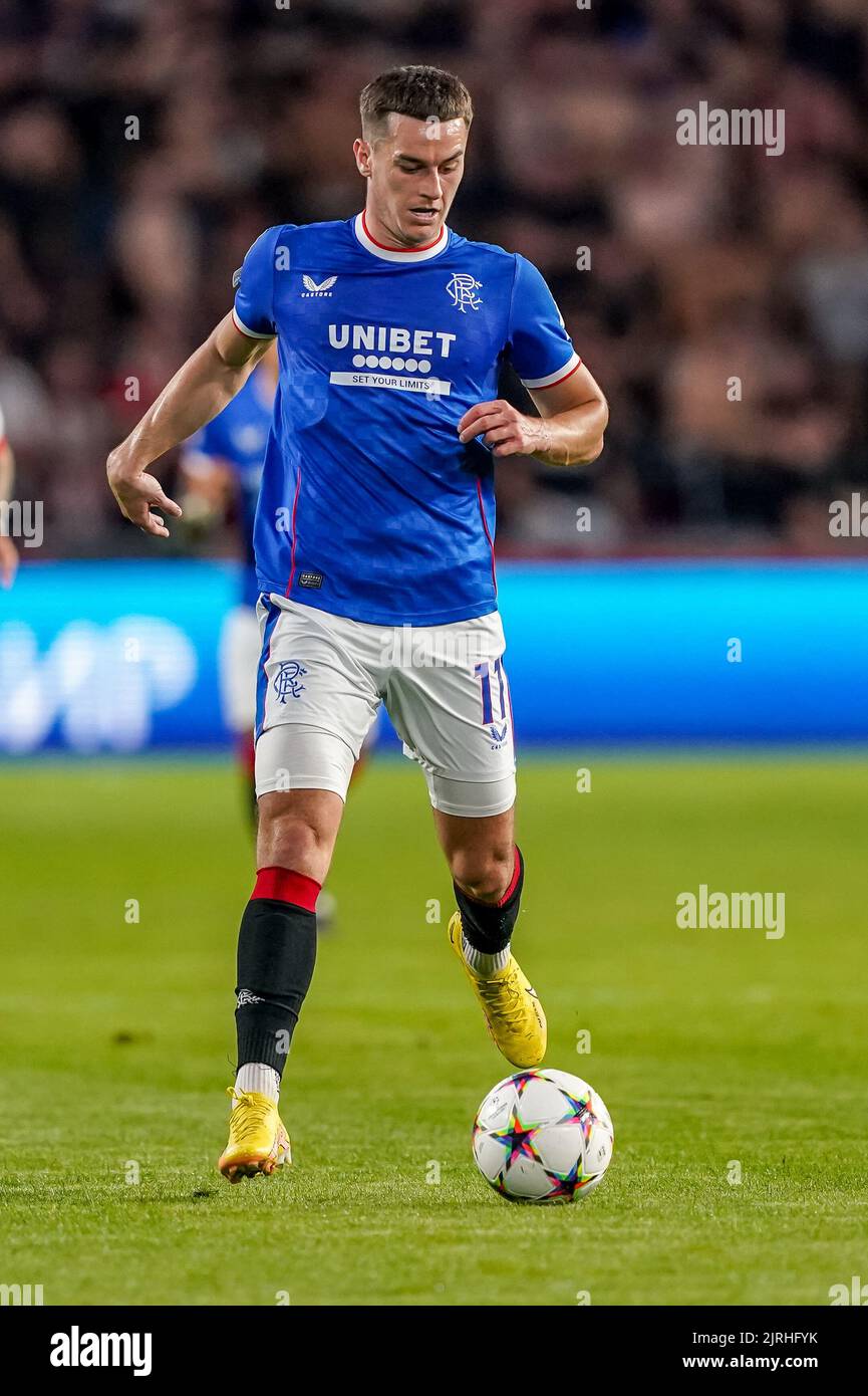 EINDHOVEN, NETHERLANDS - AUGUST 24: Tom Lawrence of Rangers during the ...