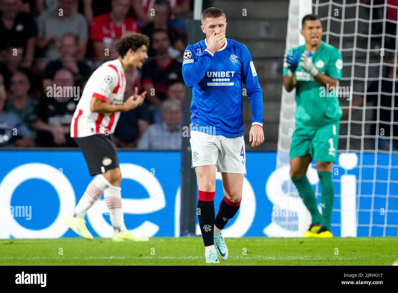 EINDHOVEN, NETHERLANDS - AUGUST 24: John Lundstram of Rangers reacts ...