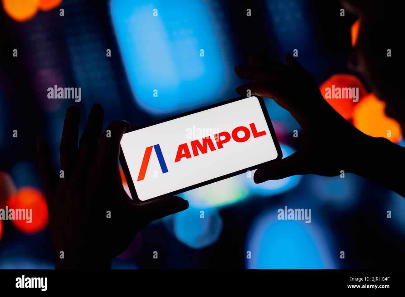 In this photo illustration, the Ampol Limited logo is displayed on a ...
