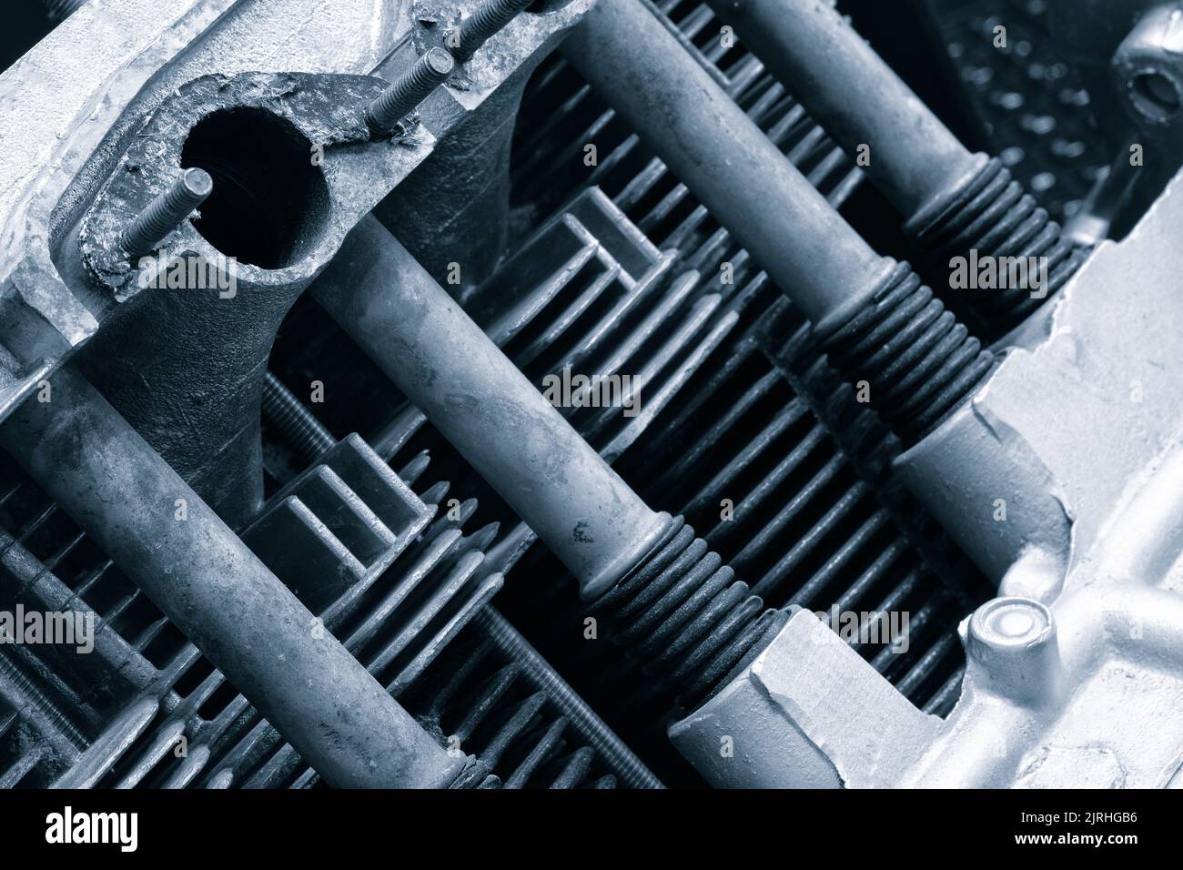Open engine block exposing the interior parts and springs, service and ...