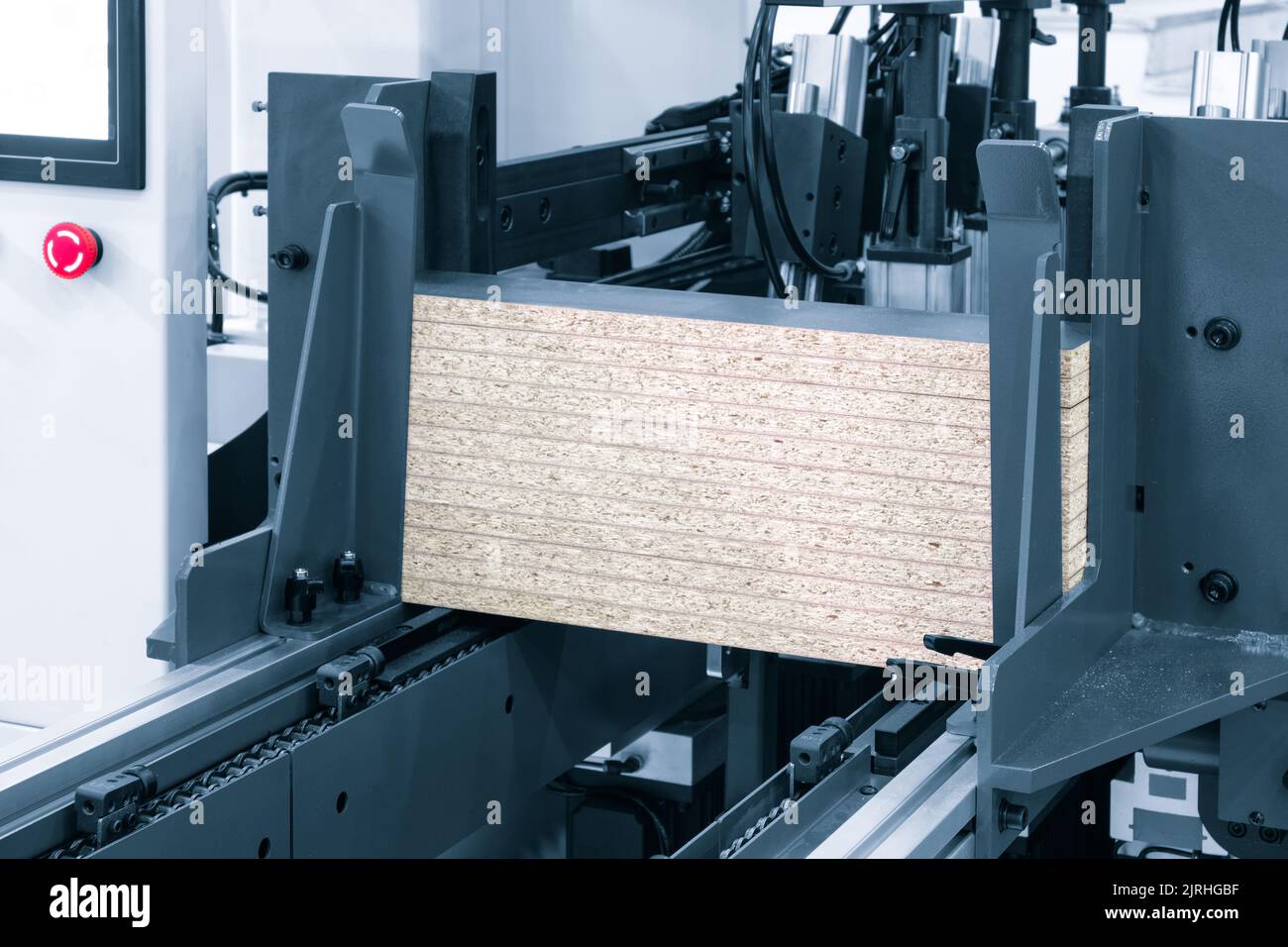 Machine tools format cutting are cut chipboard furniture Stock Photo ...