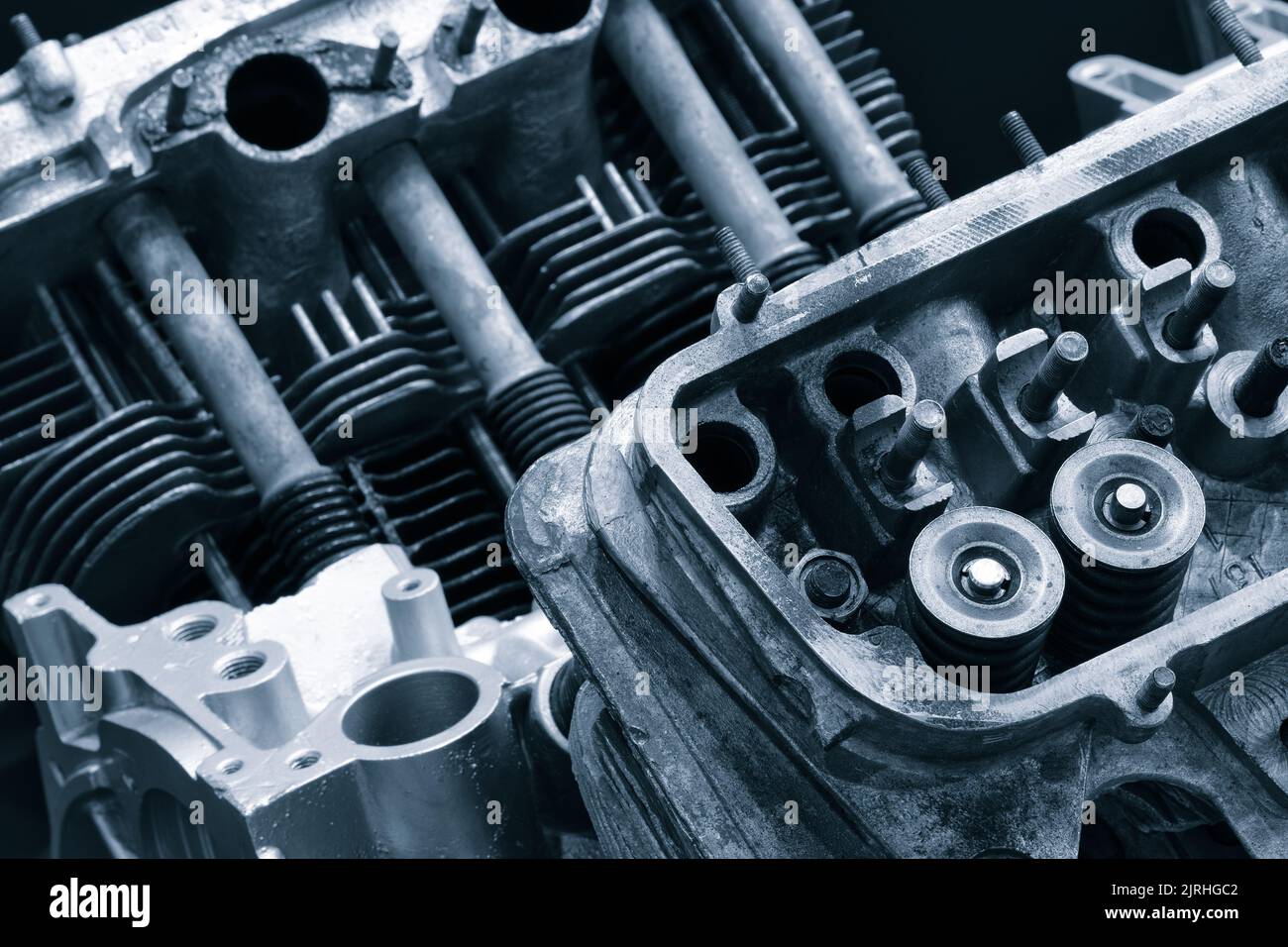 Open engine block exposing the interior parts and springs, service and ...