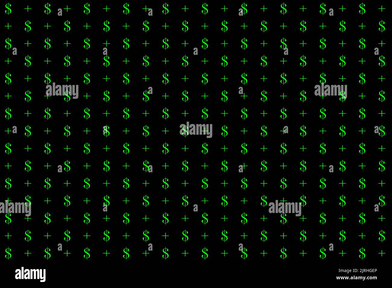 dollar and plus sign pattern on black background for design purpose ...