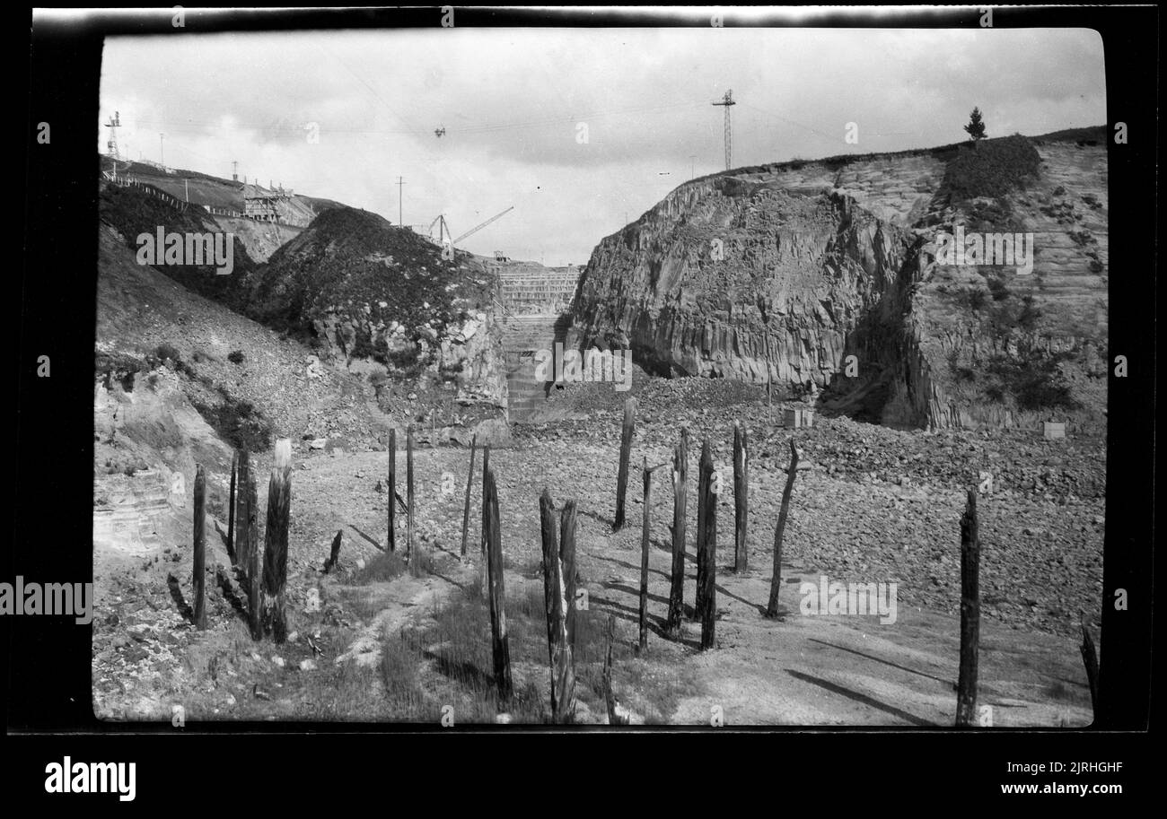 Arapuni Dam construction, 1927 - 1929, Arapuni, by Roland Searle Stock ...