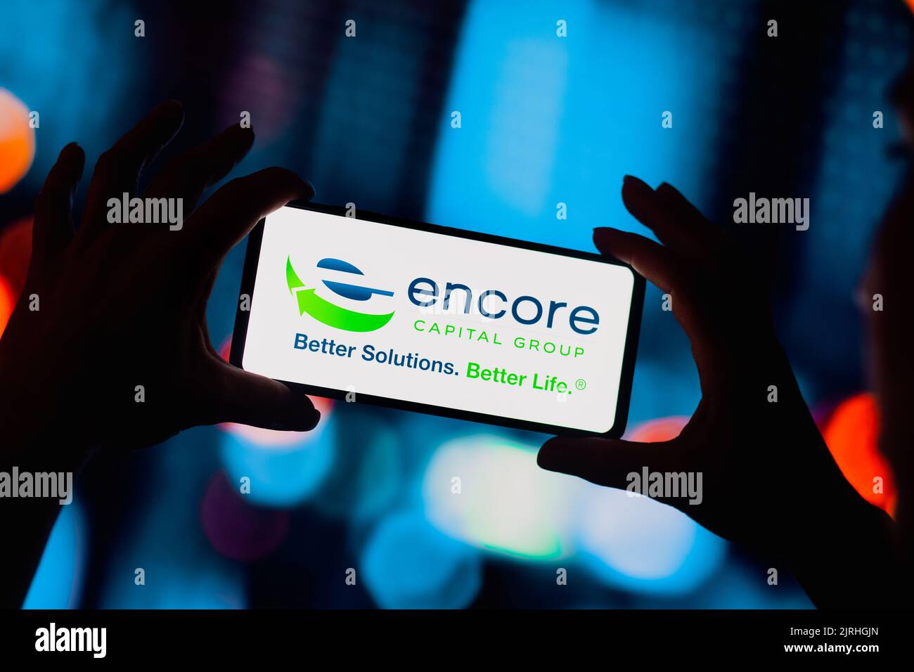 In this photo illustration, the Encore Capital Group logo is displayed ...