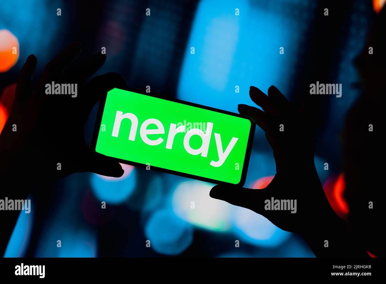In this photo illustration, the Nerdy Inc. logo is displayed on a ...