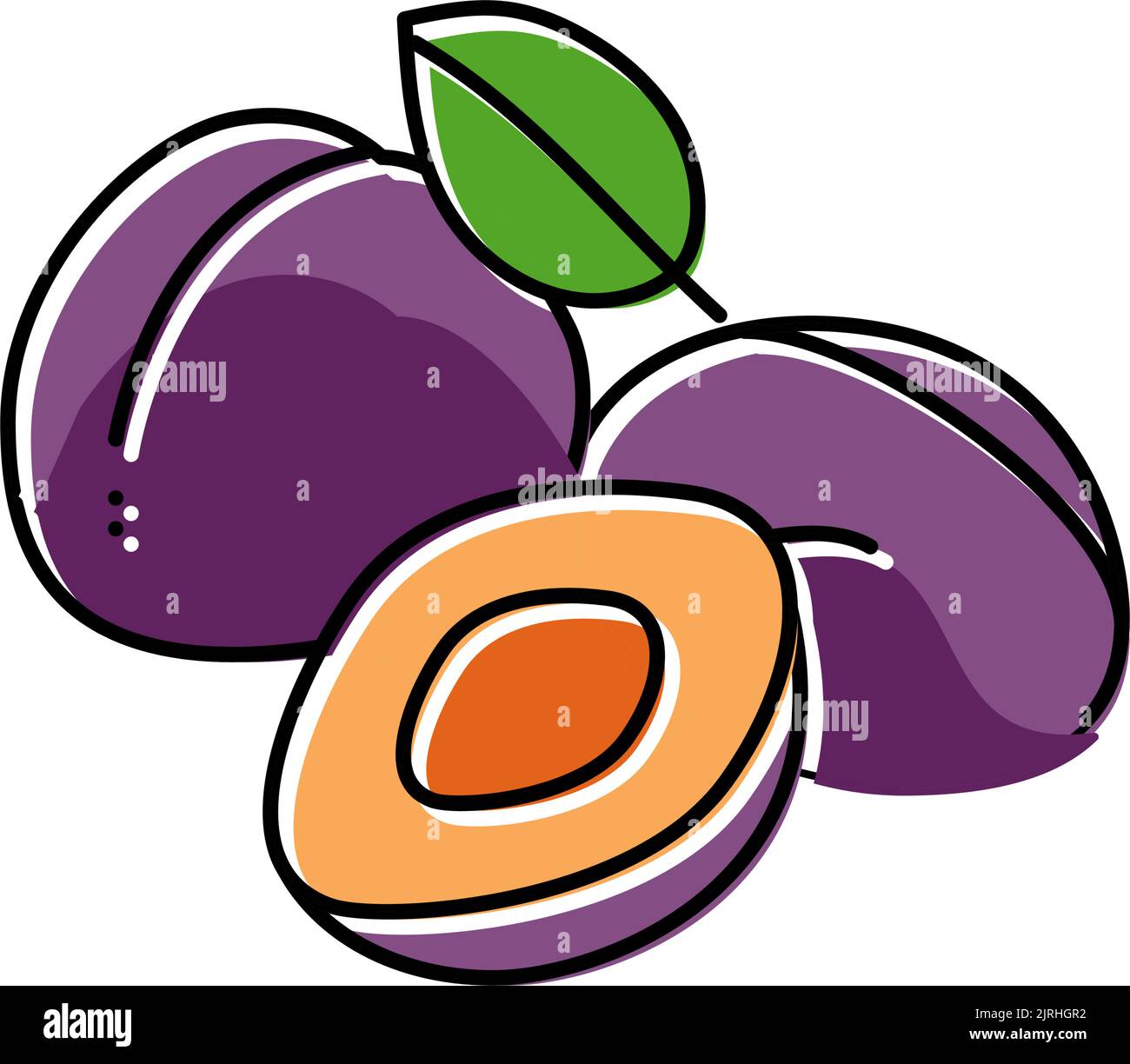plum purple slice bunch color icon vector illustration Stock Vector ...