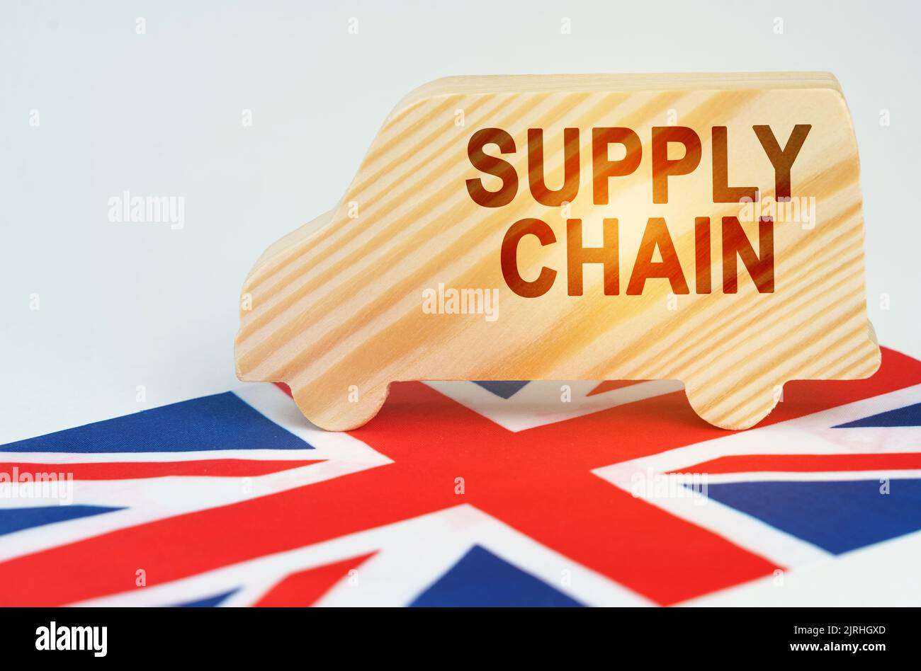 The concept of cargo transportation and logistics. On the flag of Great ...