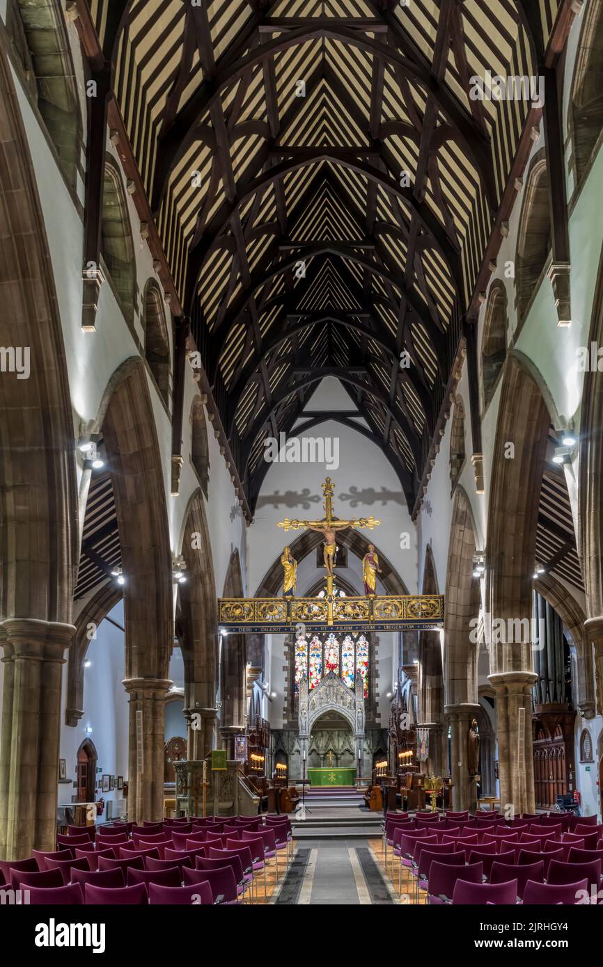 The nave of Perth cathedral, Scotland. The cathedral mostly dates from ...