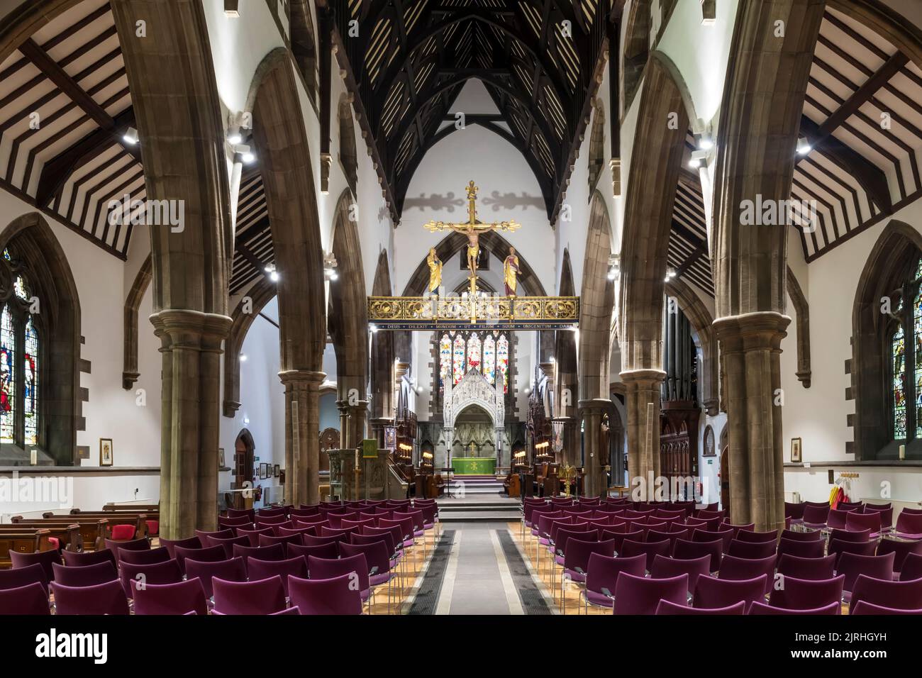 The nave of Perth cathedral, Scotland. The cathedral mostly dates from ...