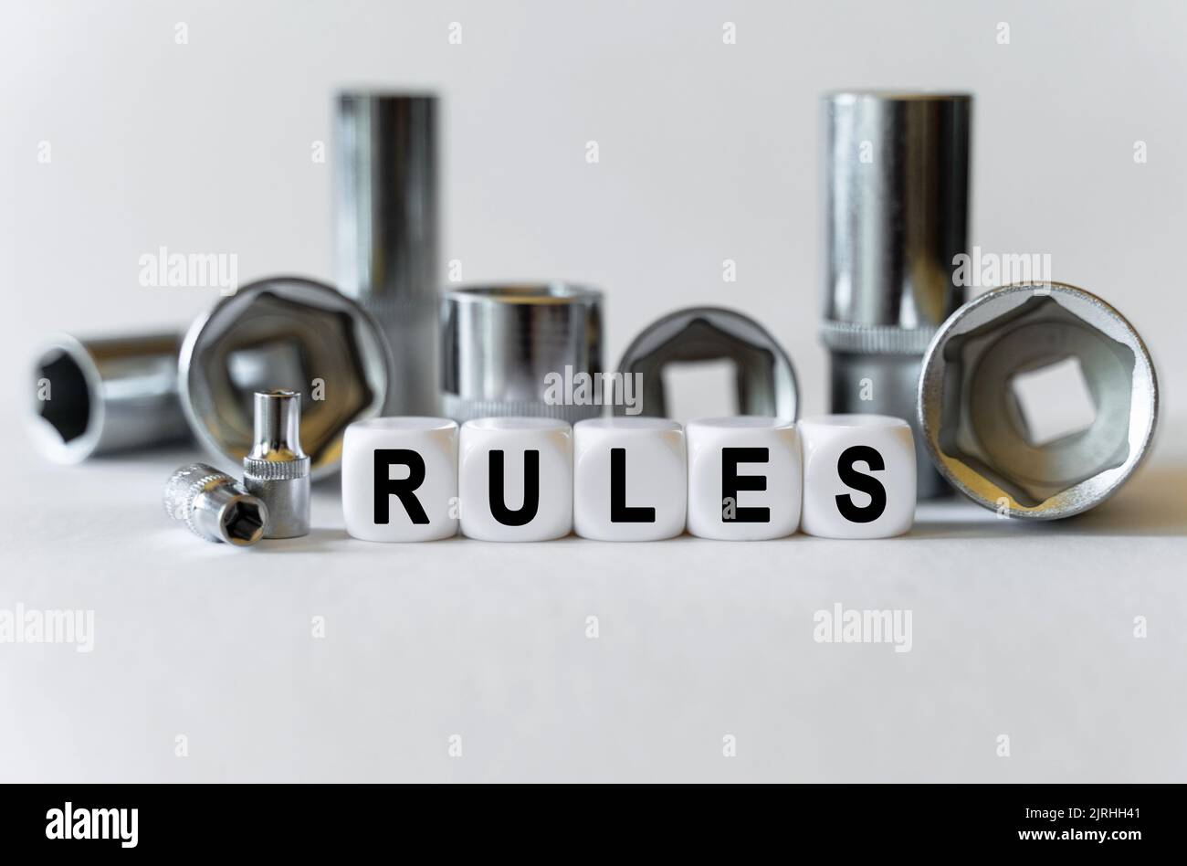 Business concept. On a white background, a set with tools and white ...