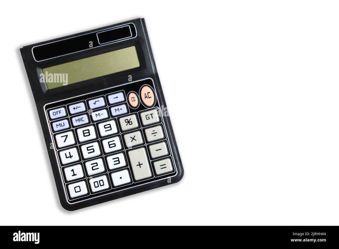 Calculator white background, isolate with an copyspace Stock Photo - Alamy