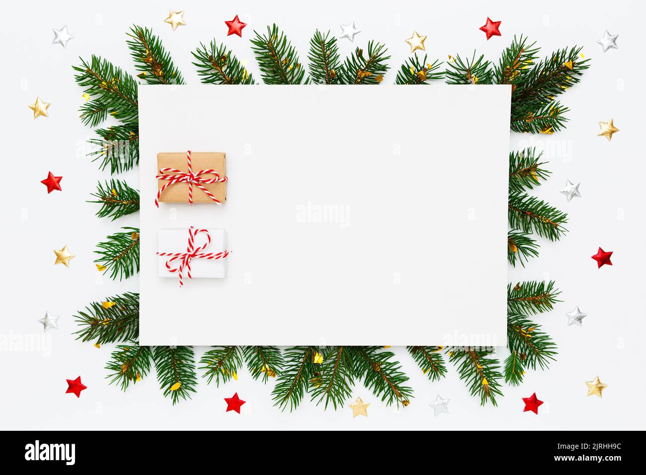 Christmas, New Year holiday layout with copy space. Blank white paper ...