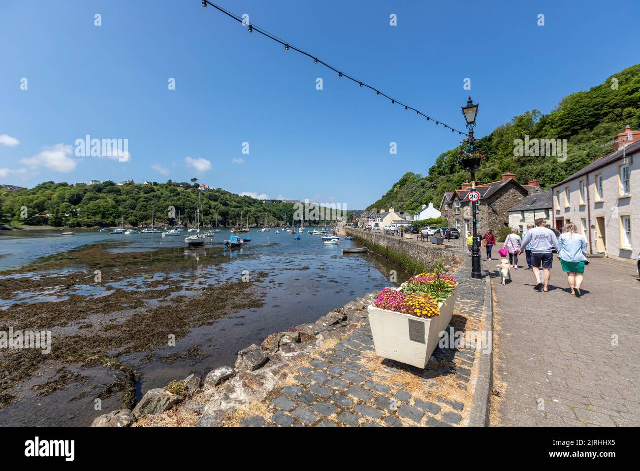 Boats in quay in village of Fishguard, Pembrokeshire, Wales, UK Stock ...