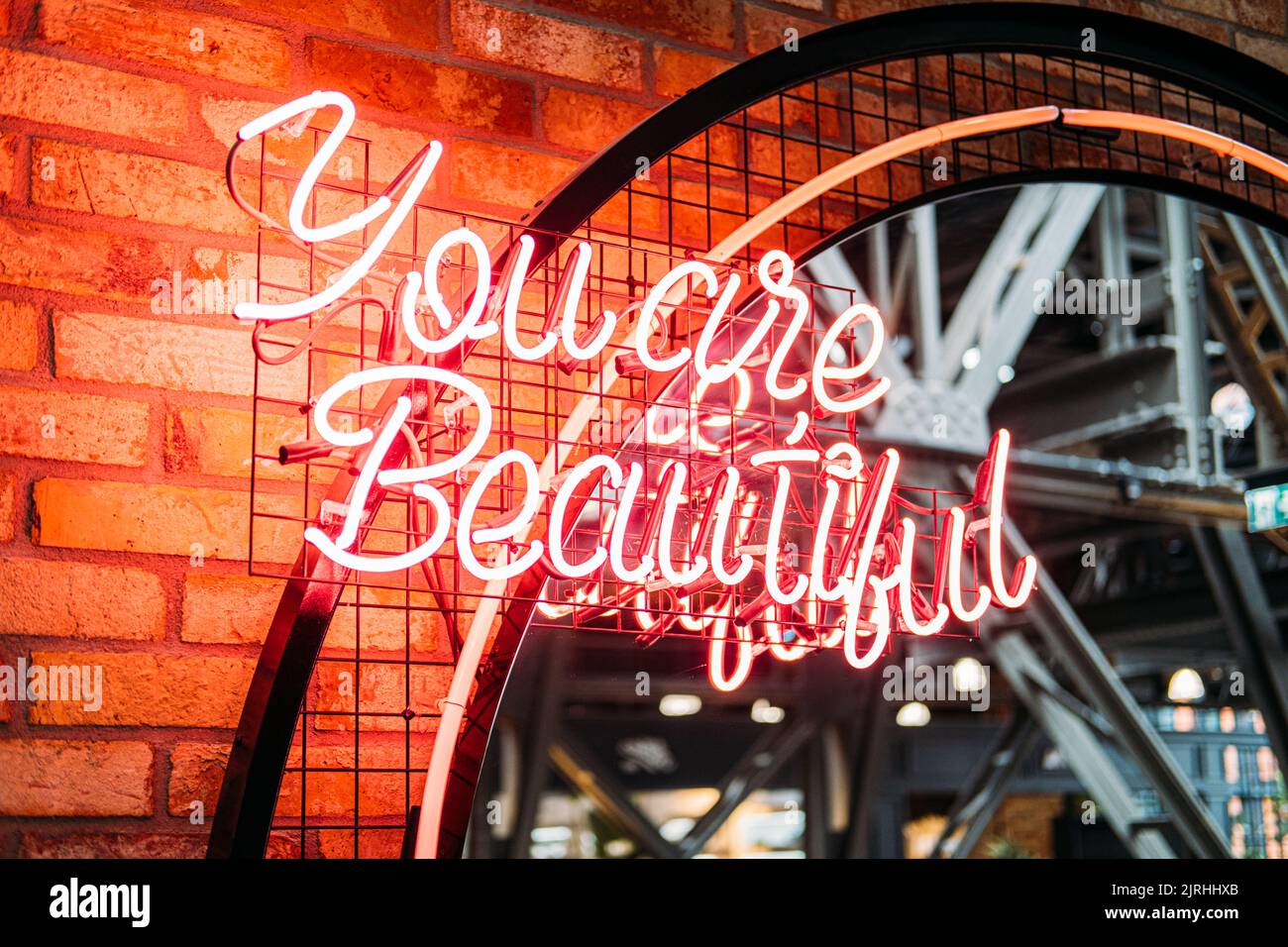 You are beautiful red neon sign. Motivation red neon text You are ...