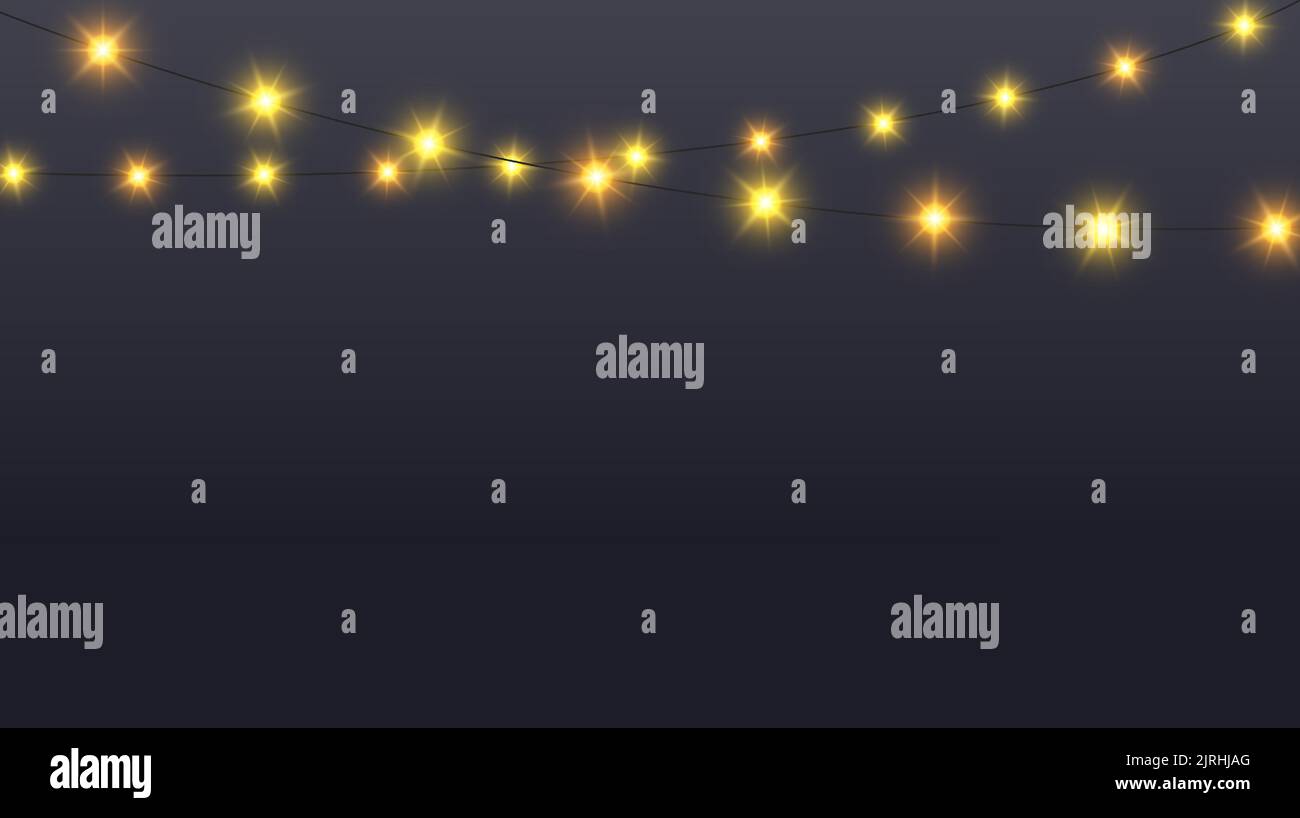 Glowing lamps garland. Decorative Christmas lights. Fairy lights chain ...