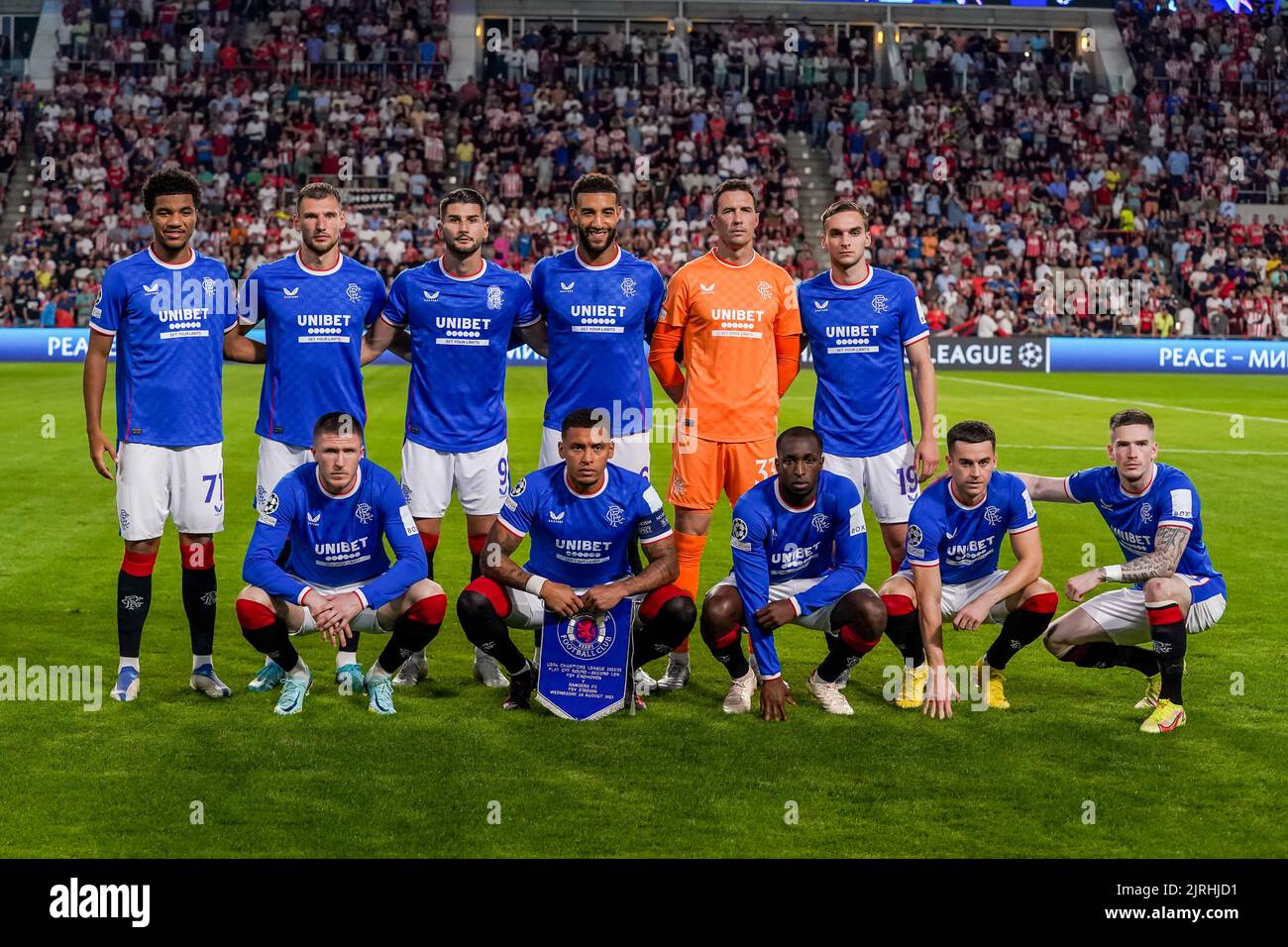 EINDHOVEN, NETHERLANDS - AUGUST 24: team of Rangers during the UEFA ...