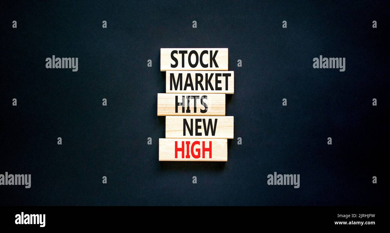 Stock market hits new high symbol. Concept words Stock market hits new ...