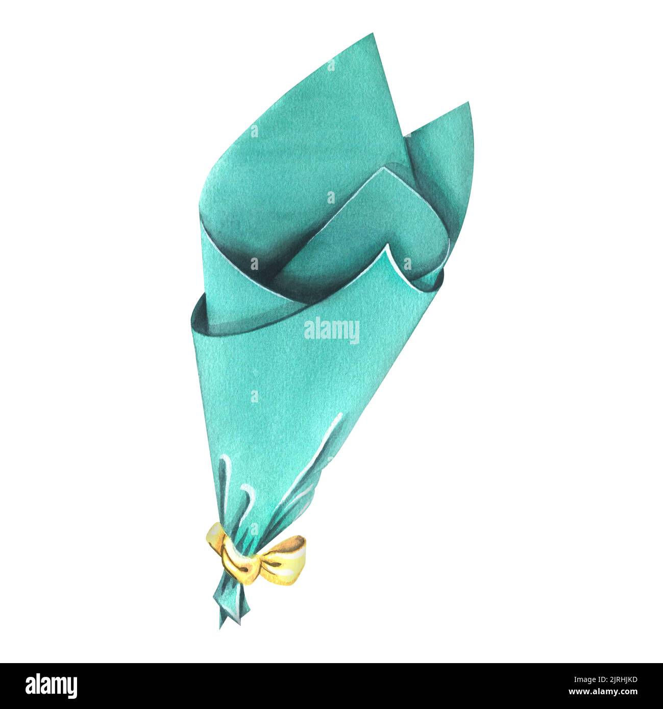 Wrapping paper for flowers in the form of a rolled cone, with a bow ...