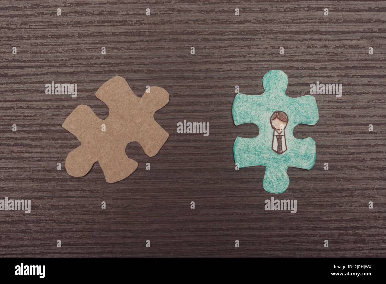 puzzle piece with figure of office worker. Blank puzzle piece. Creating ...