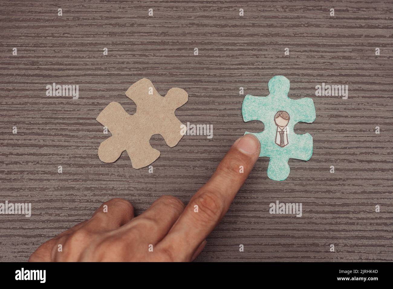 puzzle piece with figure of office worker. Blank puzzle piece. Creating ...