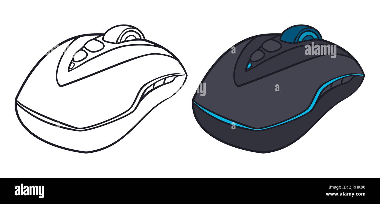 View with outlines and colored version and colored concept of gaming ...