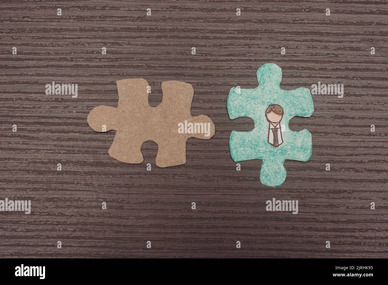 puzzle piece with figure of office worker. Blank puzzle piece. Creating ...