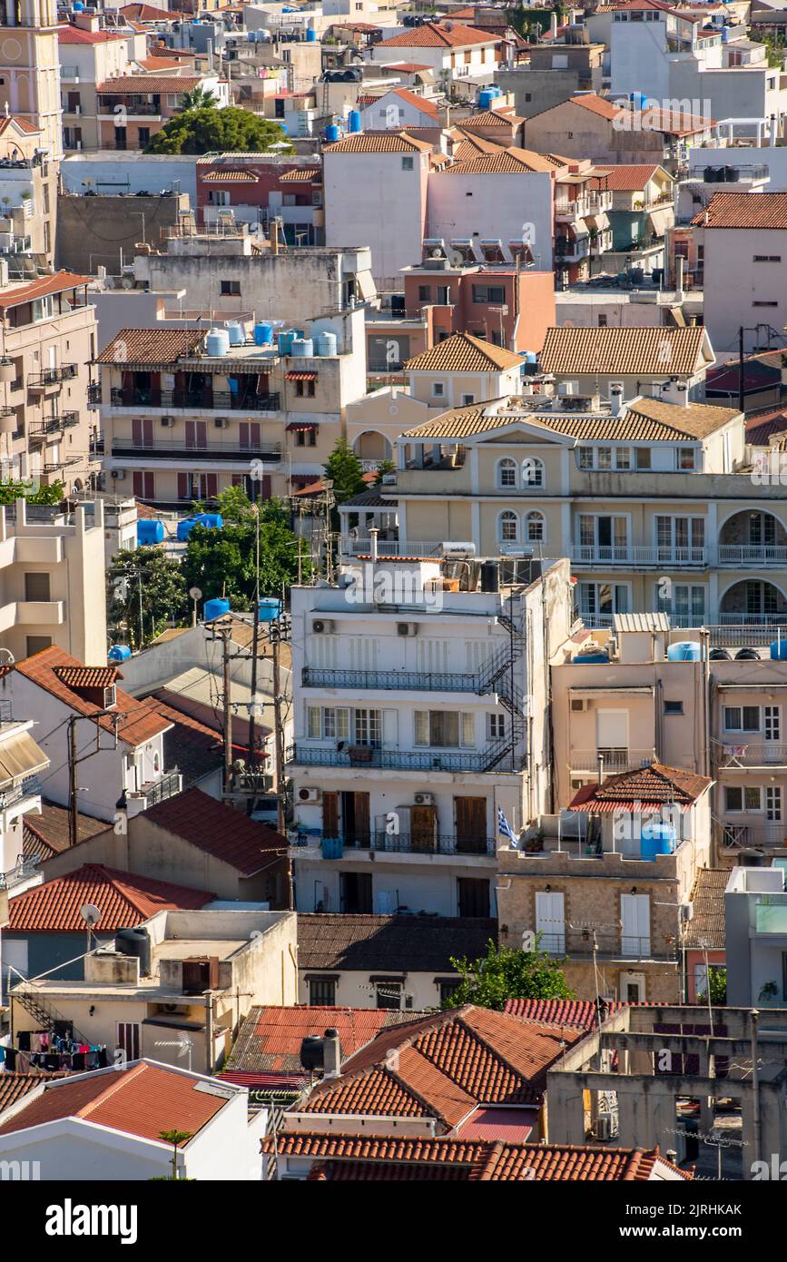 abstract mixture of greek buildings in the town of zante town zakynthos ...